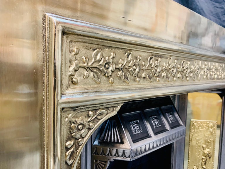 19th Century Manner Polished Brass and Steel Fireplace Insert For Sale ...