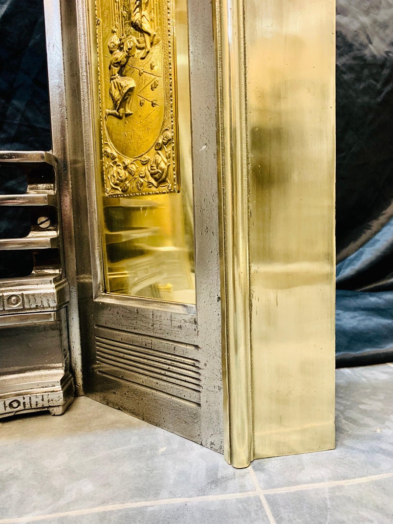 19th Century Manner Polished Brass and Steel Fireplace Insert For Sale ...