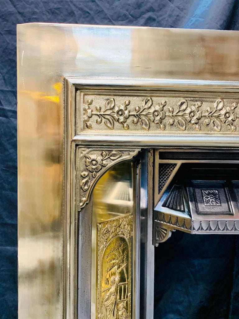 19th Century Manner Polished Brass and Steel Fireplace Insert For Sale ...