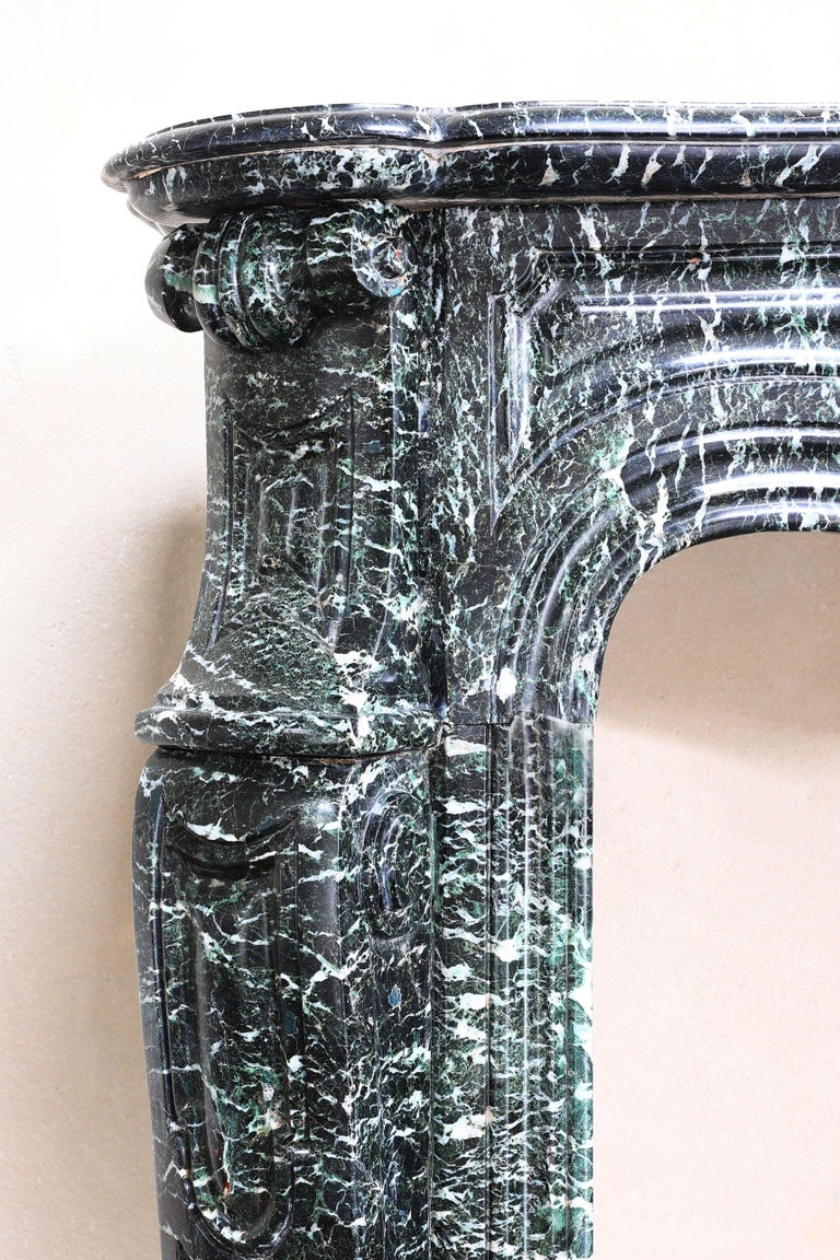19th Century Mantel Piece in Pompadour Style of Vert de Mer Marble For ...