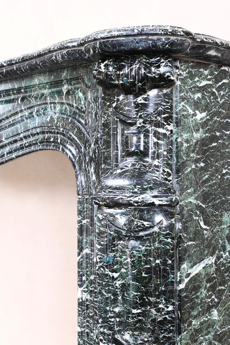 19th Century Mantel Piece in Pompadour Style of Vert de Mer Marble For ...