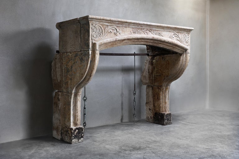 Kaminsims-Umrandung aus französischem Kalkstein im Louis XIV.-Stil des ...