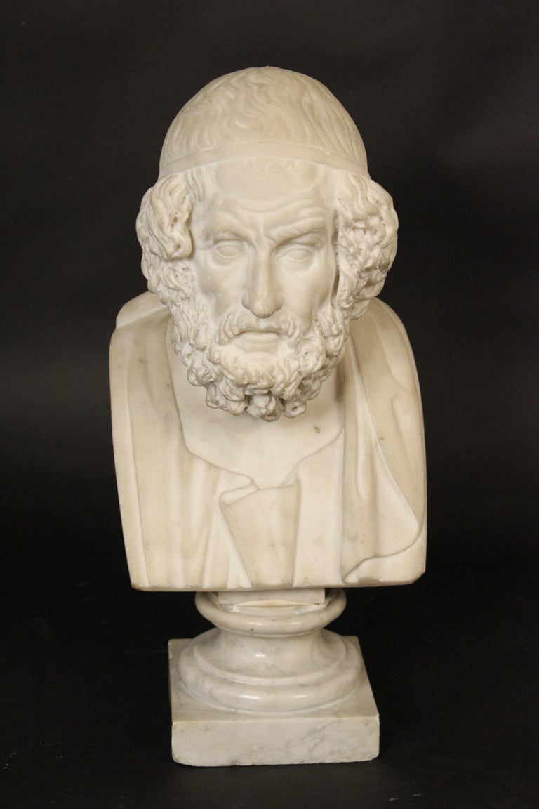 19th Century Marble Bust of Homer For Sale at 1stDibs