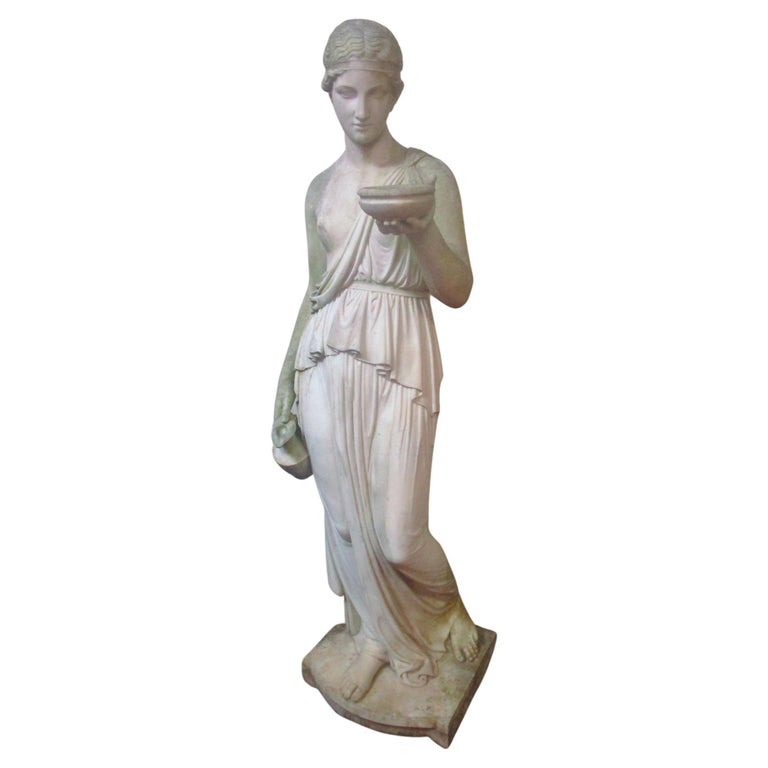 19th Century Marble Garden Statue Hebe Life Size Greek Goddess of Youth ...