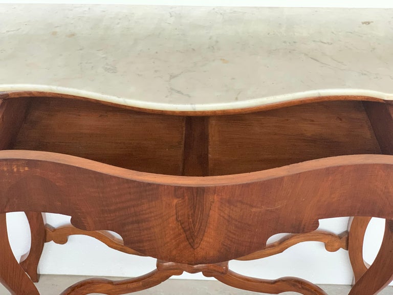 19th Century Marble-Top Walnut Console Table with Drawer at 1stDibs ...