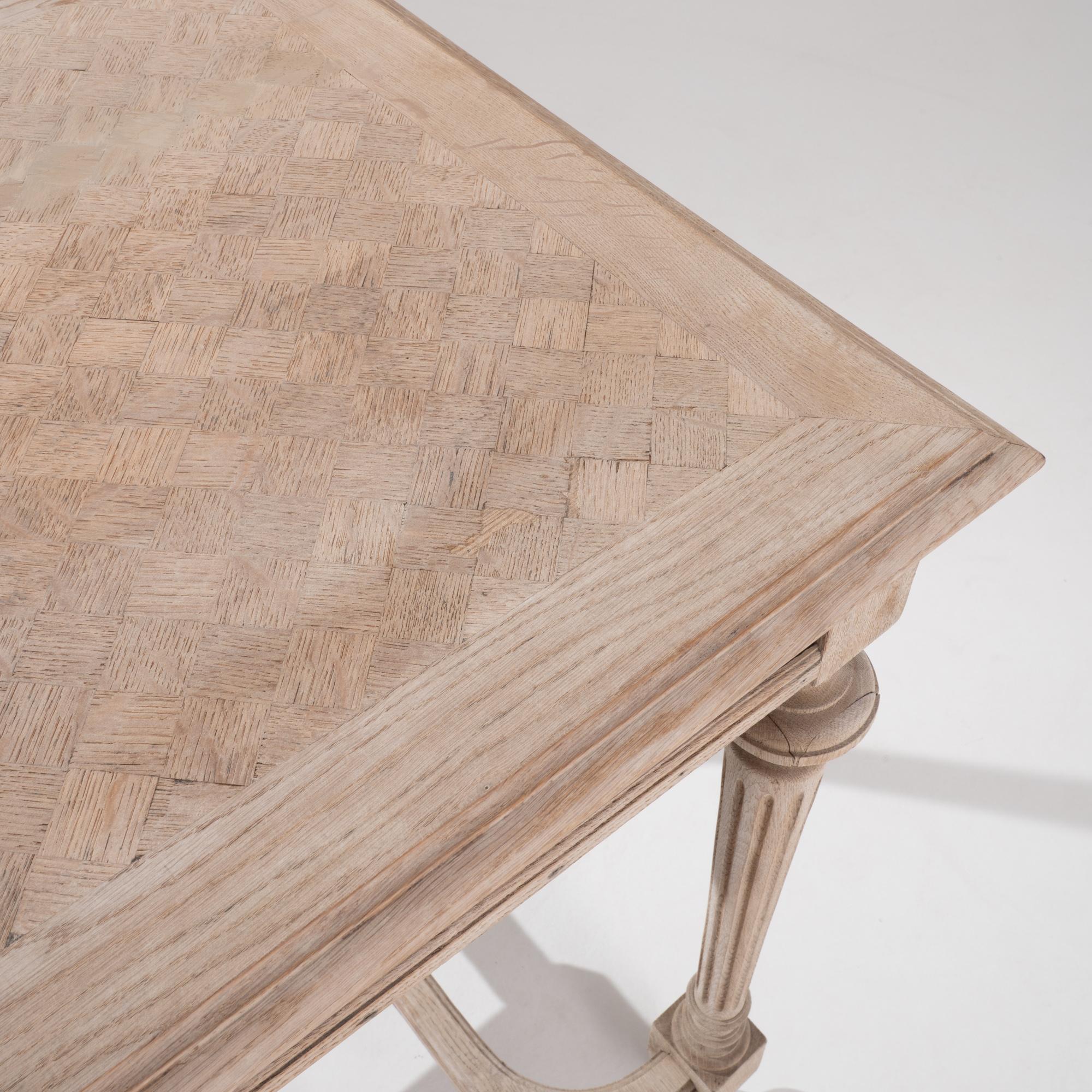 19th Century Marquetry Top Bleached Oak Table For Sale at 1stDibs