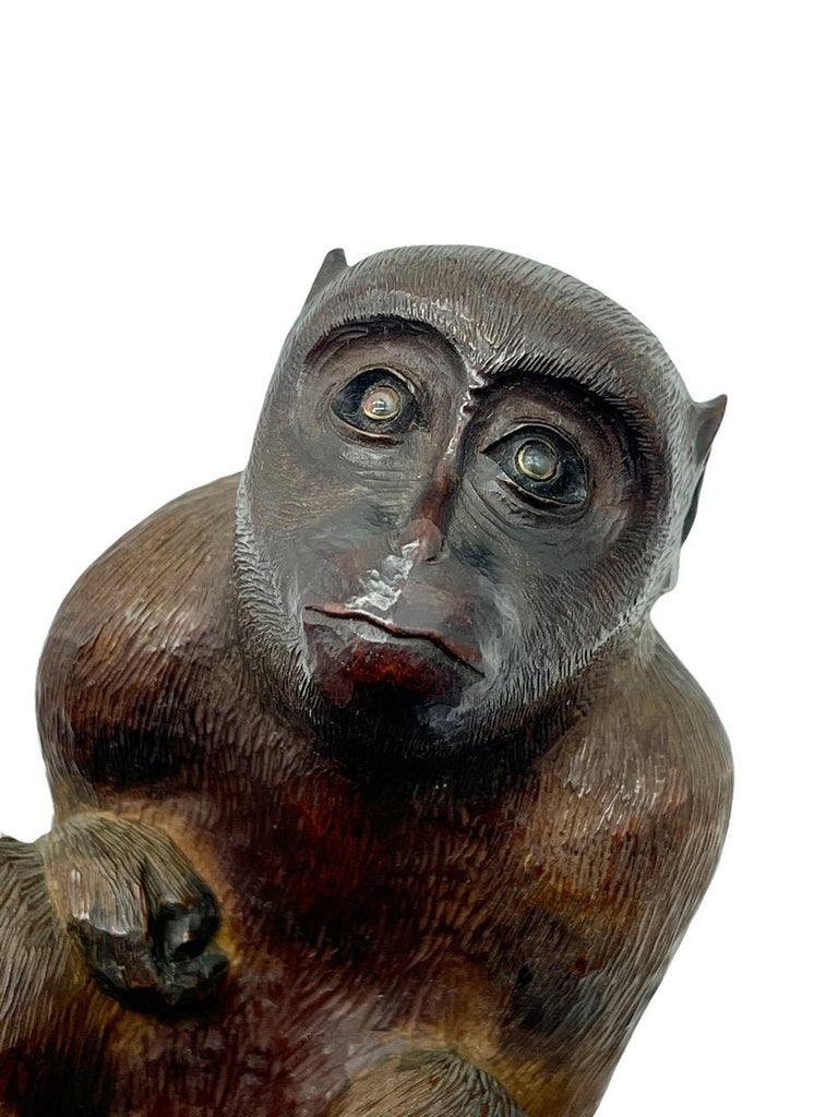 19th Century 'Meiji Period' Japanese Carved Wood Seated Monkey ...
