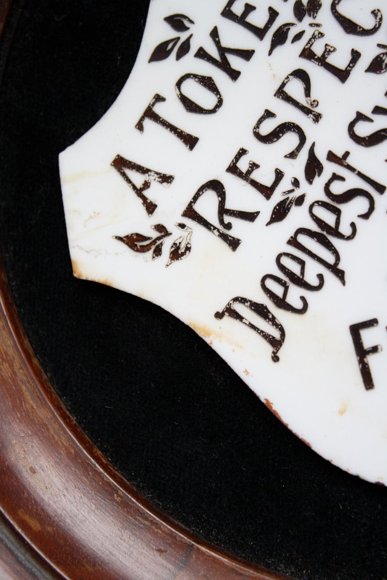 19th Century Memento Mori Engraved Opaline Glass Funeral Plaque Curio ...