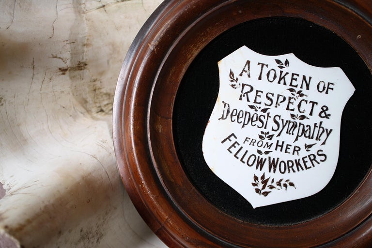 19th Century Memento Mori Engraved Opaline Glass Funeral Plaque Curio ...