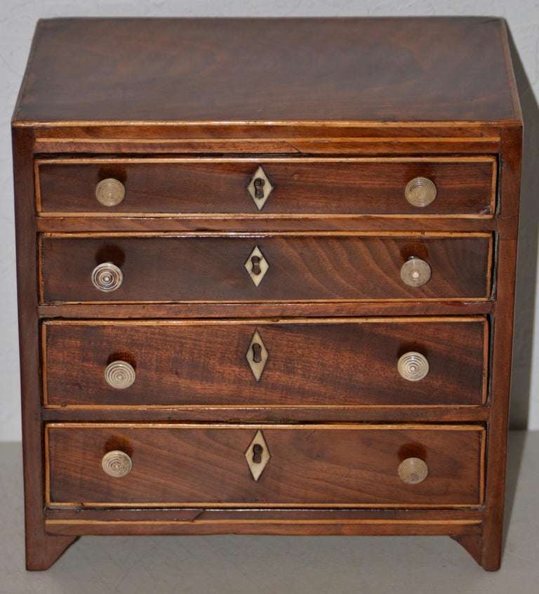 19th Century Miniature Mahogany Salesman Sample Chest of Drawers with ...