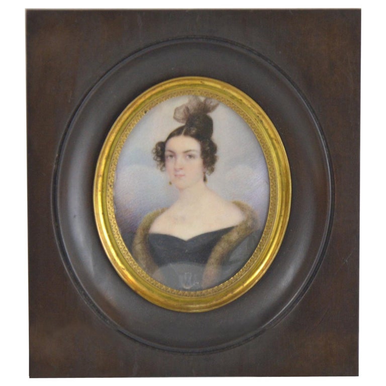 19th Century Miniature Portrait of an Elegant Lady at 1stDibs