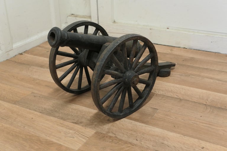 19th Century Model Field Gun on Carriage, Cast Iron Porch Cannon For ...