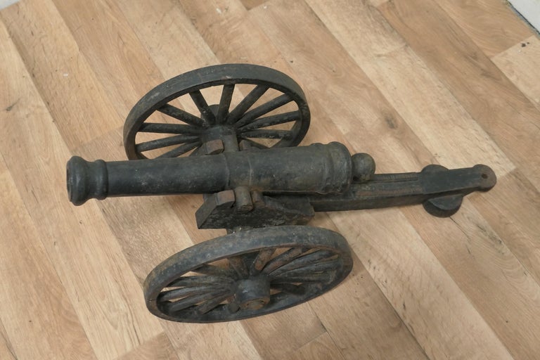 19th Century Model Field Gun on Carriage, Cast Iron Porch Cannon For ...