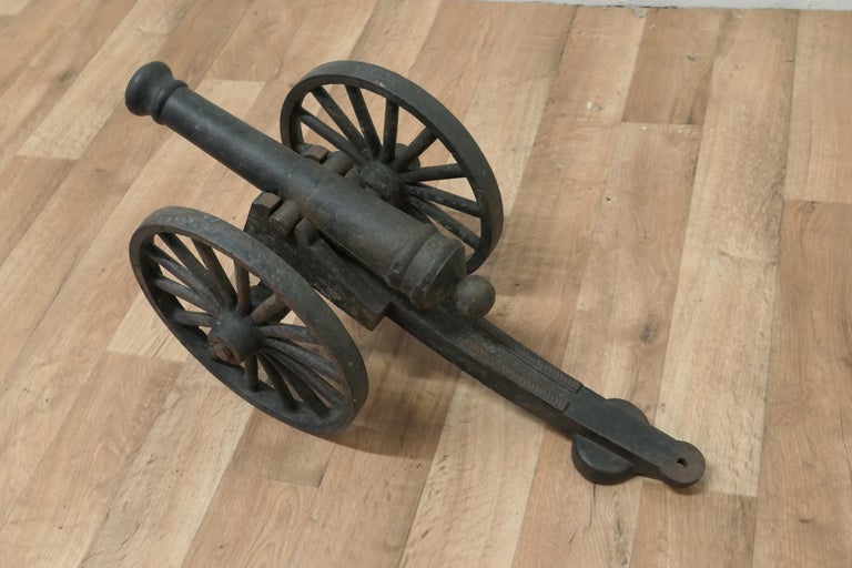 19th Century Model Field Gun on Carriage, Cast Iron Porch Cannon For ...