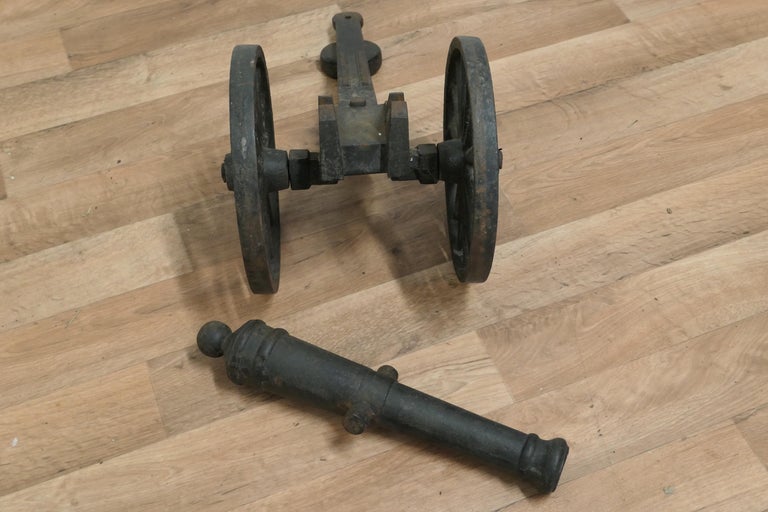 19th Century Model Field Gun on Carriage, Cast Iron Porch Cannon For ...
