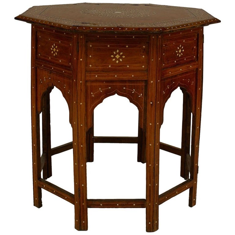 19th Century Moorish Inlaid Teak Taboret Table For Sale at 1stDibs