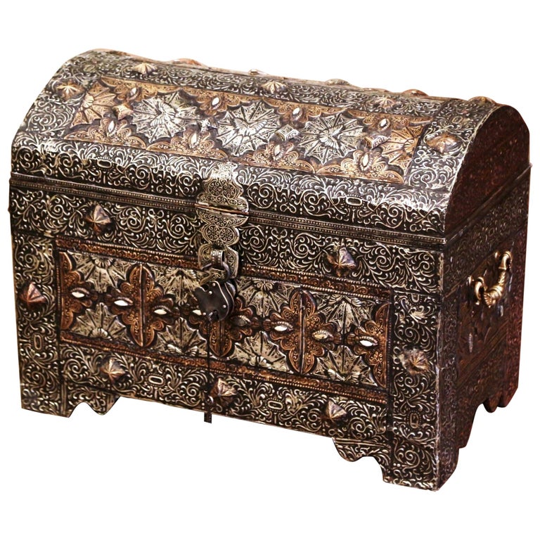 19th Century Moroccan Gothic Repousse Silver and Gilt Copper Treasure ...