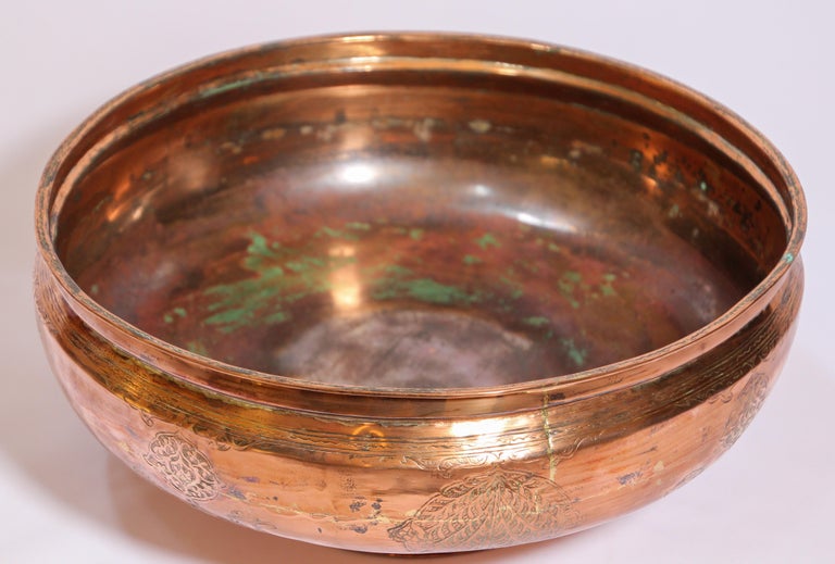 19th Century Mughal Indo Persian Footed Tinned Copper Bowl For Sale at ...