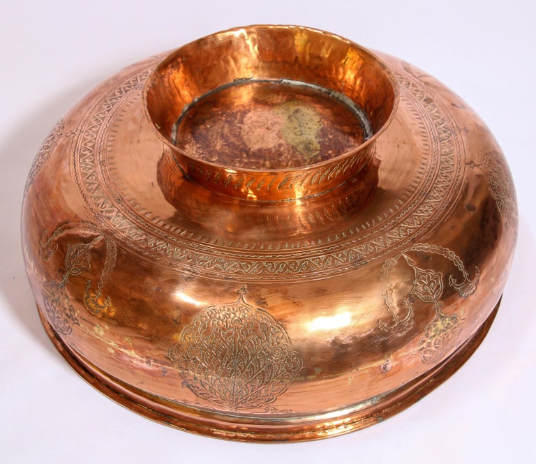 19th Century Mughal Indo Persian Footed Tinned Copper Bowl For Sale at ...