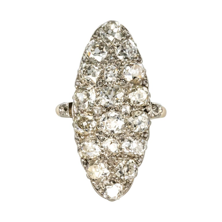 19th Century Napoleon 3 2.80 Carat Diamonds Marquise Ring at 1stDibs
