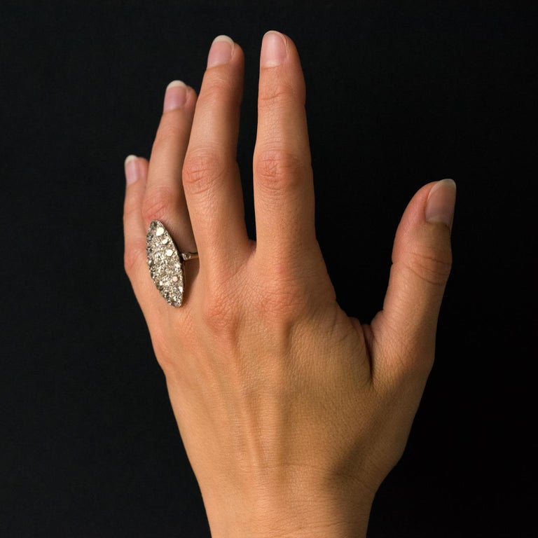 19th Century Napoleon 3 2.80 Carat Diamonds Marquise Ring at 1stDibs