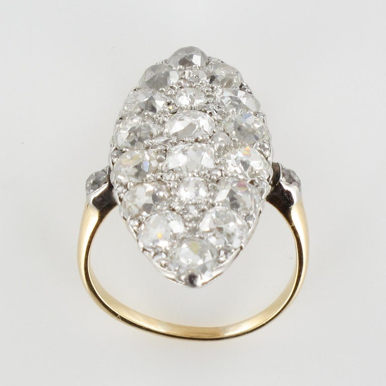 19th Century Napoleon 3 2.80 Carat Diamonds Marquise Ring at 1stDibs