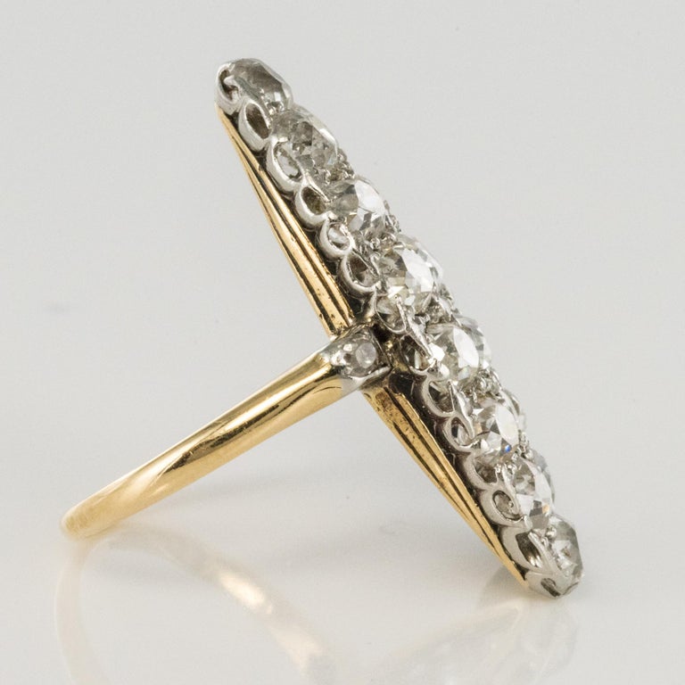 19th Century Napoleon 3 2.80 Carat Diamonds Marquise Ring at 1stDibs