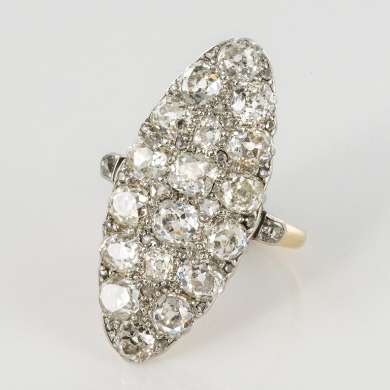 19th Century Napoleon 3 2.80 Carat Diamonds Marquise Ring at 1stDibs