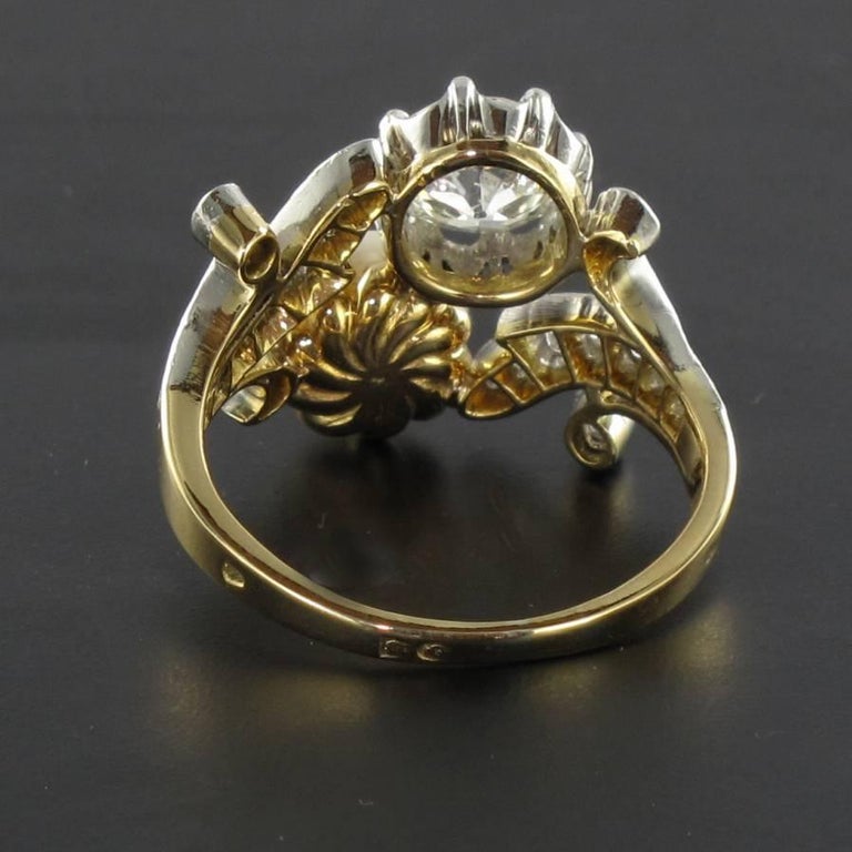 19th Century Napoleon 3 Diamond Natural Pearl You and Me Engagement ...