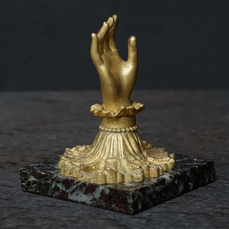 19th Century Napoleon III Bronze Ormolu Cuffed Hand on Marble ...