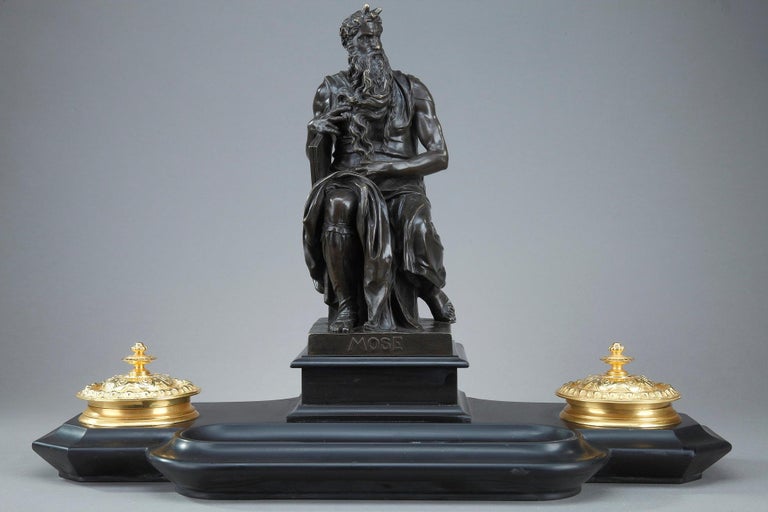 19th Century Napoleon III Marble Inkwell Moses by Michelangelo For Sale ...