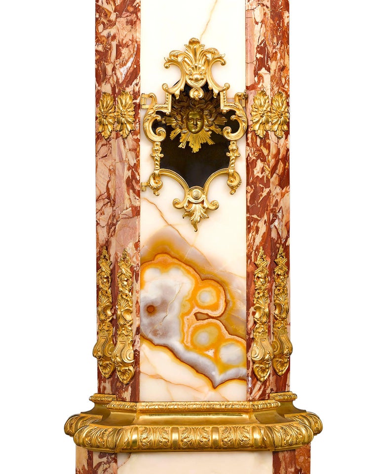 19th Century Napoleon III Onyx and Marble Longcase Clock at 1stDibs