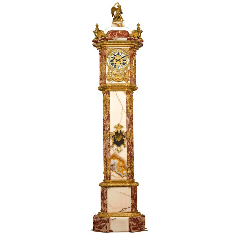 19th Century Napoleon III Onyx and Marble Longcase Clock at 1stDibs