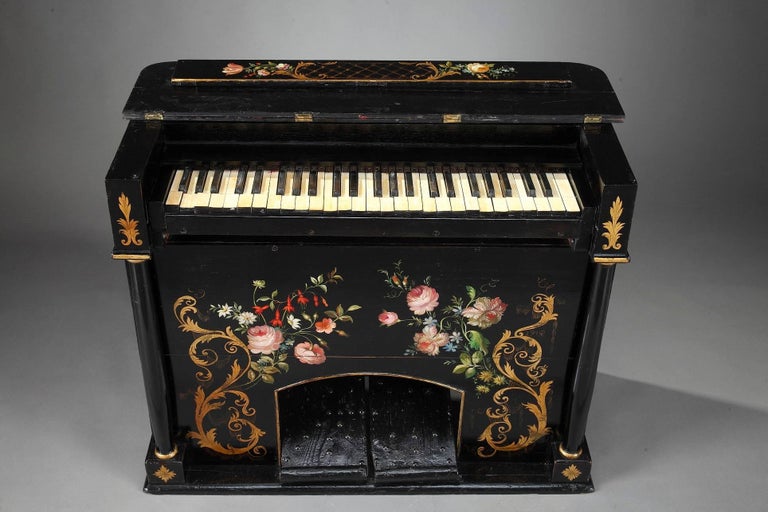 19th Century Napoleon III Pedal Harmonium with Floral Decoration at 1stDibs