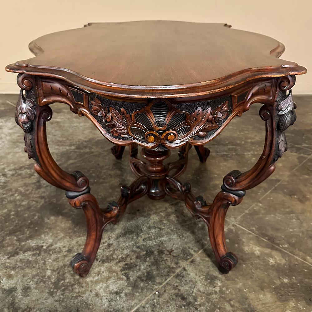 19th Century Napoleon III Period Violin Center Table in Ebonized Walnut ...