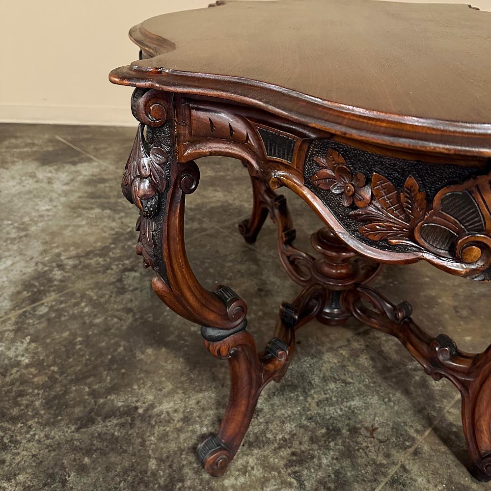 19th Century Napoleon III Period Violin Center Table in Ebonized Walnut ...