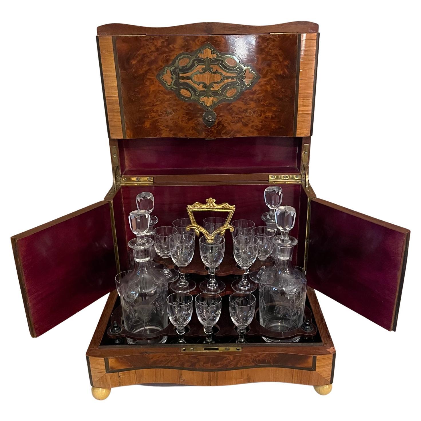 19th Century Napoleon III Brass and Glass Liquor Cellar, 1870s at 1stDibs