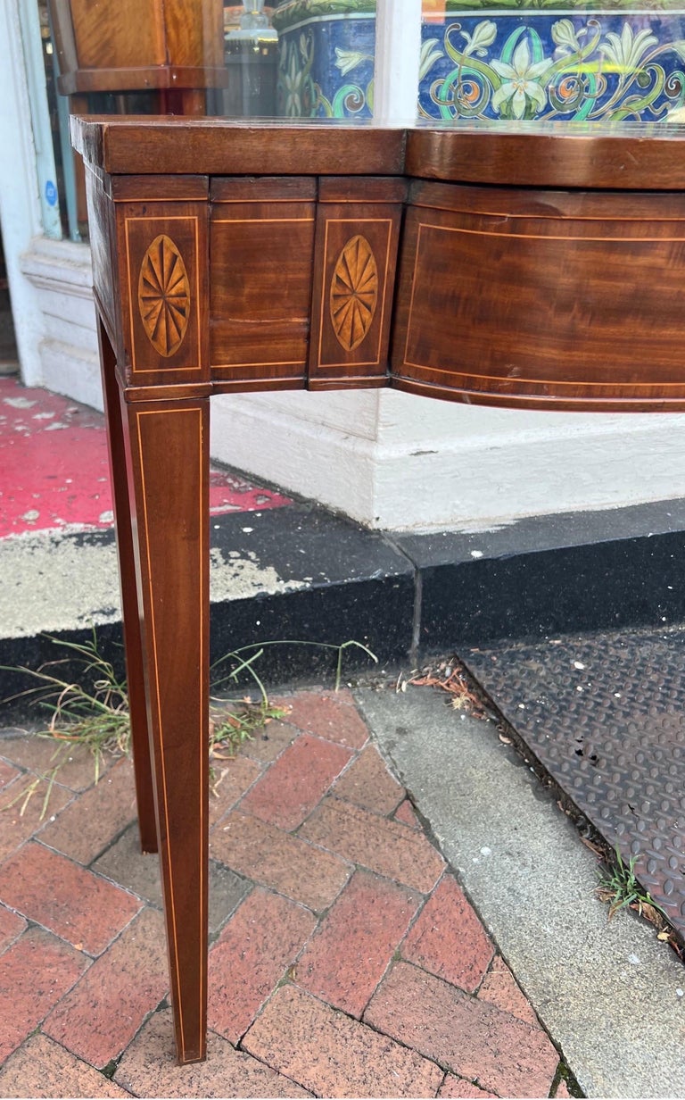 19th Century Narrow Inlaid English Mahogany Sideboard at 1stDibs