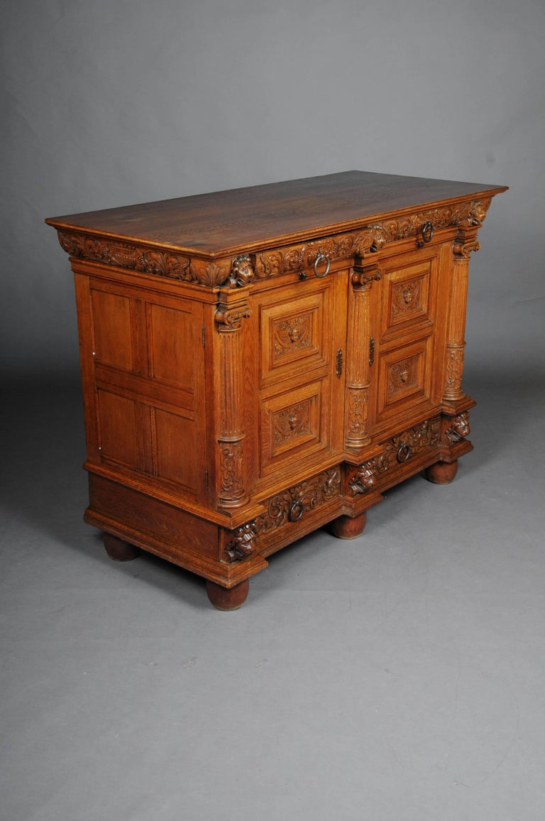 19th Century Neo Renaissance Console Buffet, Solid Oak For Sale at 1stDibs