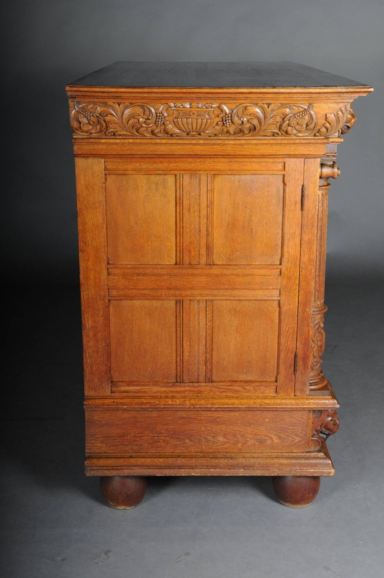 19th Century Neo Renaissance Console Buffet, Solid Oak For Sale at 1stDibs