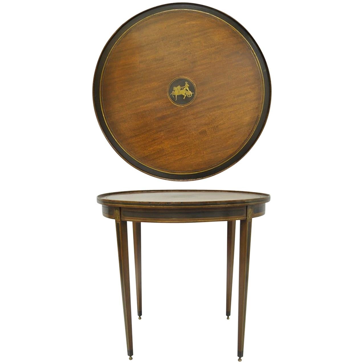 19th Century Neoclassical Brass Inlaid Mahogany Bouillotte Centre Table ...