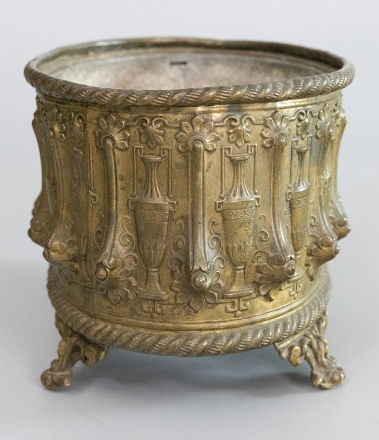 19th-Century Neoclassical French Brass Repoussé Jardiniere Cache Pot ...