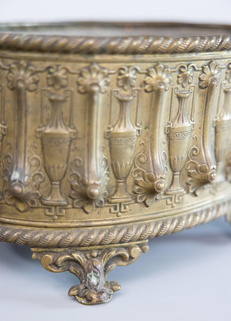 19th-Century Neoclassical French Brass Repoussé Jardiniere Cache Pot ...