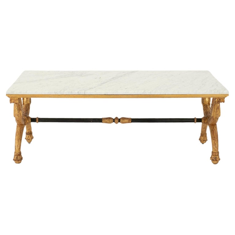 19th Century Neoclassical Giltwood Marble Cocktail Table For Sale at ...