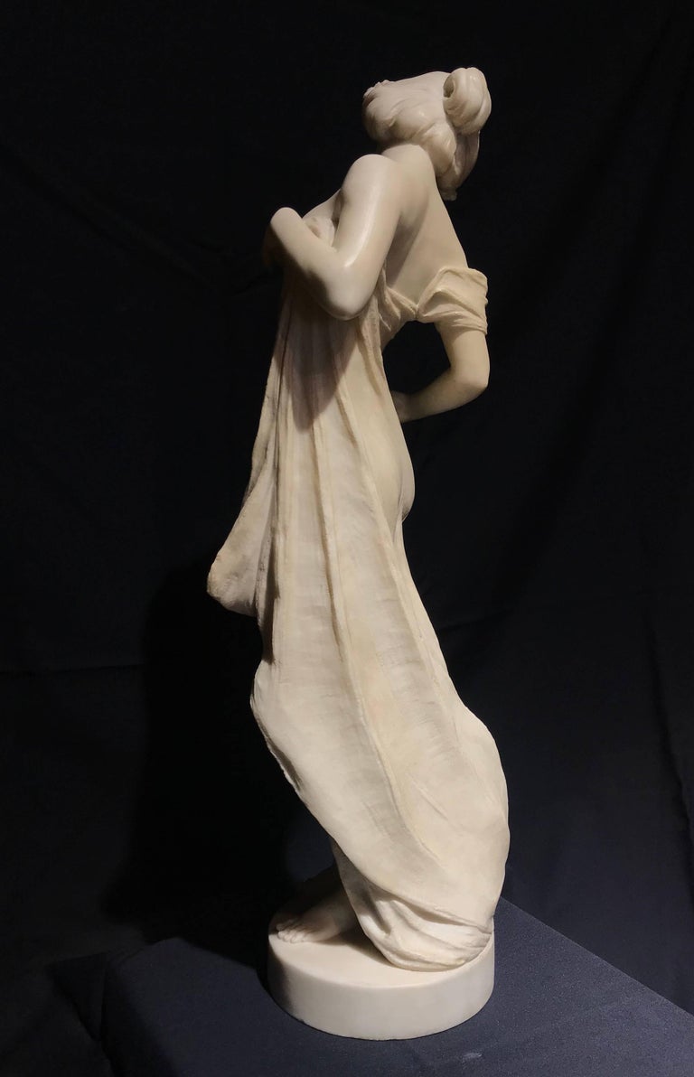 19th Century Neoclassical Italian White Marble Sculpture of Nymph at ...