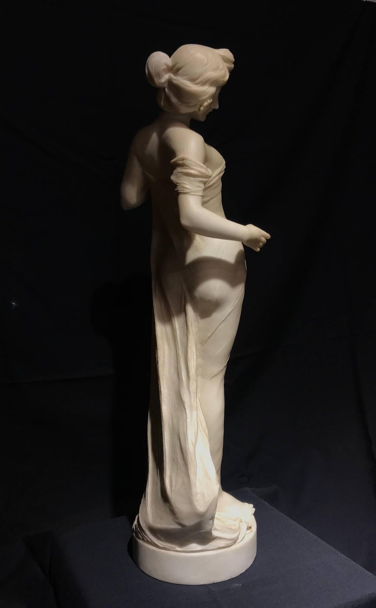 19th Century Neoclassical Italian White Marble Sculpture of Nymph at ...
