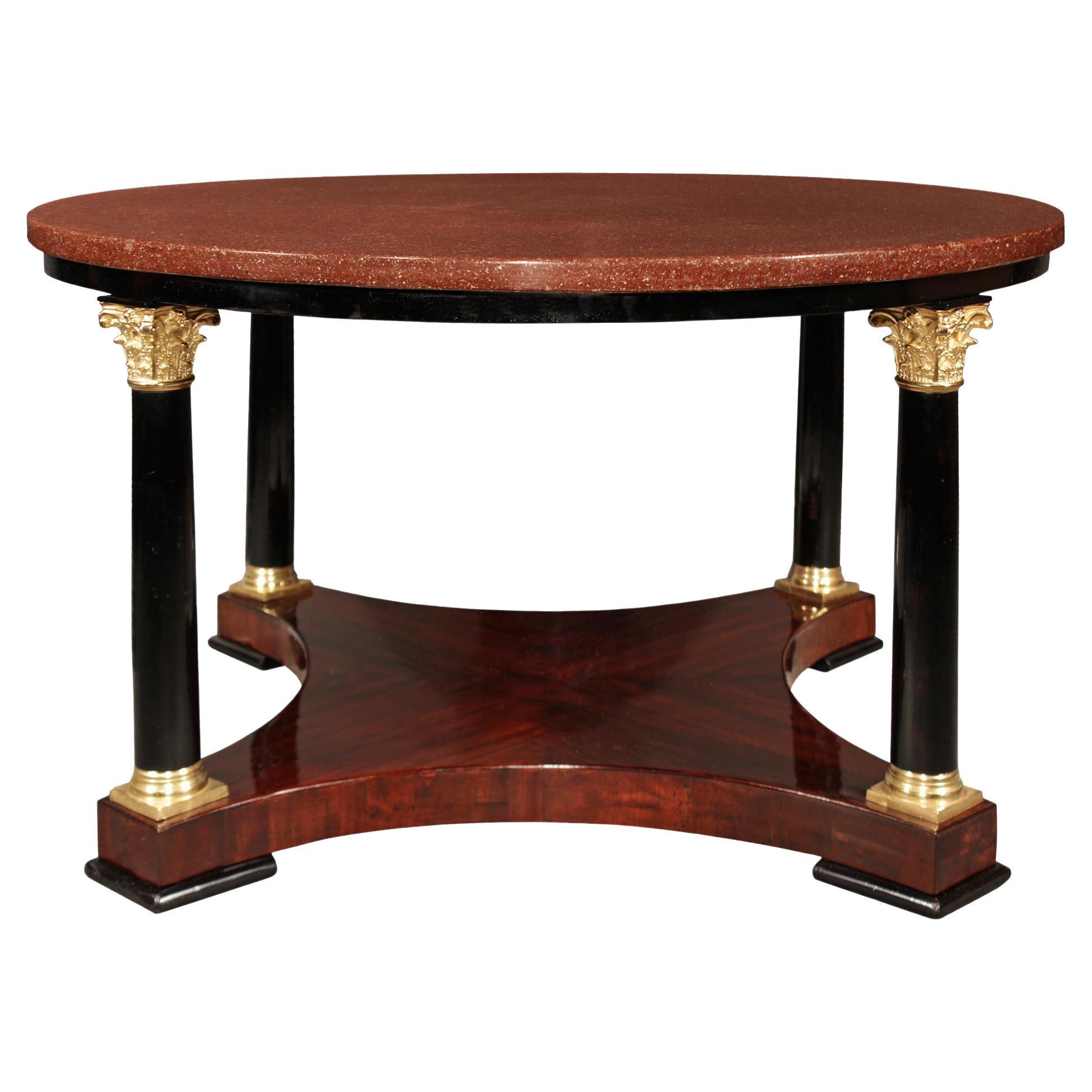 19th Century Neoclassical Style Mahogany, Ormolu and Porphyry Coffee ...
