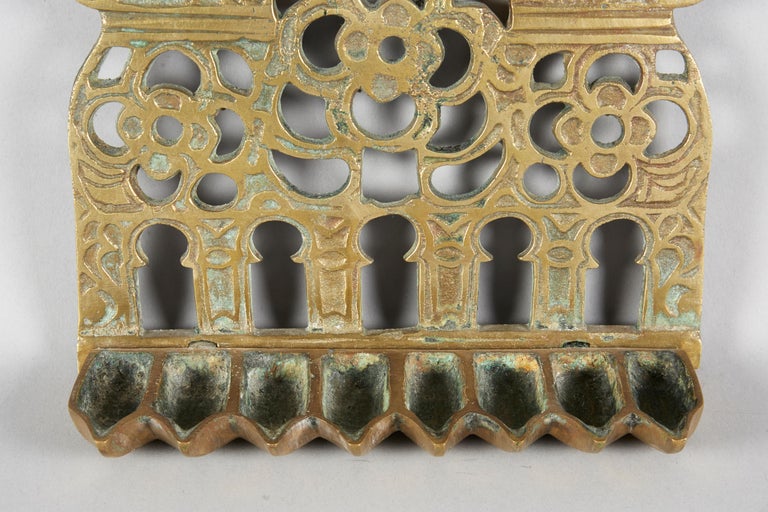 19th Century North-African Brass Hanukkah Lamp Menorah at 1stDibs
