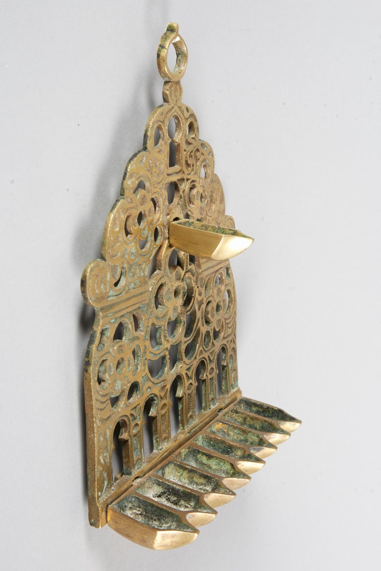 19th Century North-African Brass Hanukkah Lamp Menorah at 1stDibs