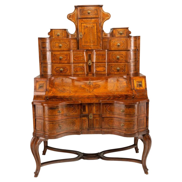 19th Century Northern Italian Rococo Writing Desk Cabinet at 1stDibs